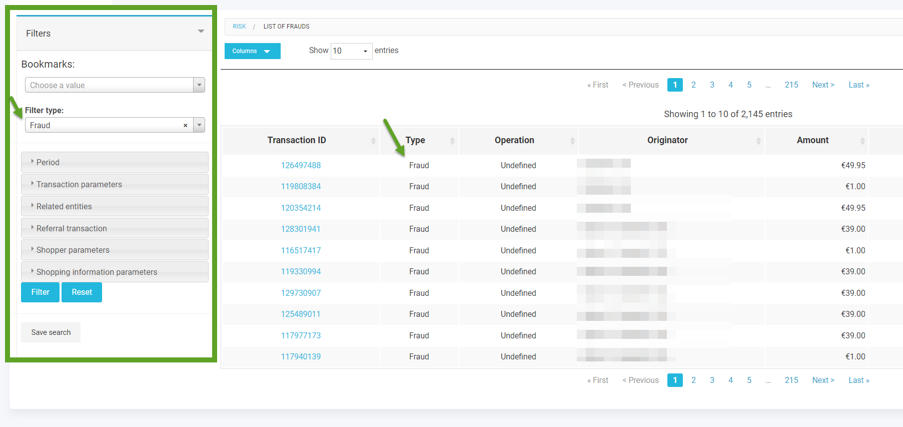 Filtering and searches – PayXpert Support