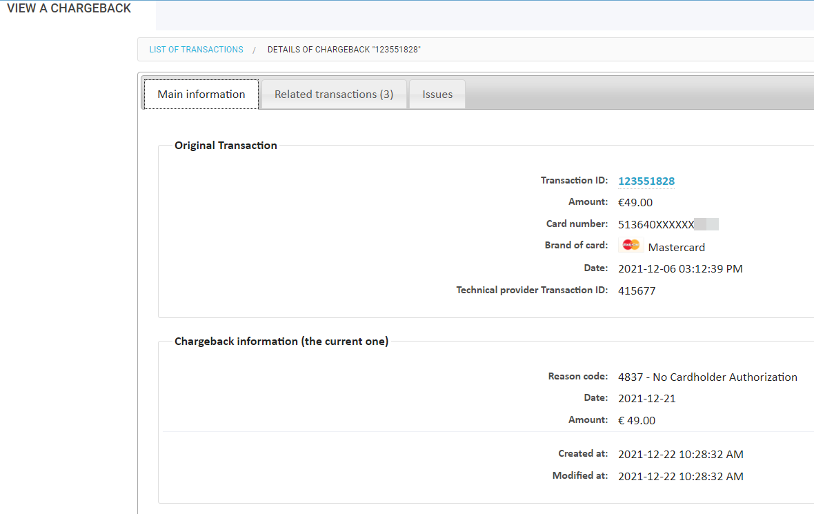 Chargebacks – PayXpert Support