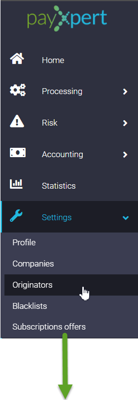 Originators – PayXpert Support